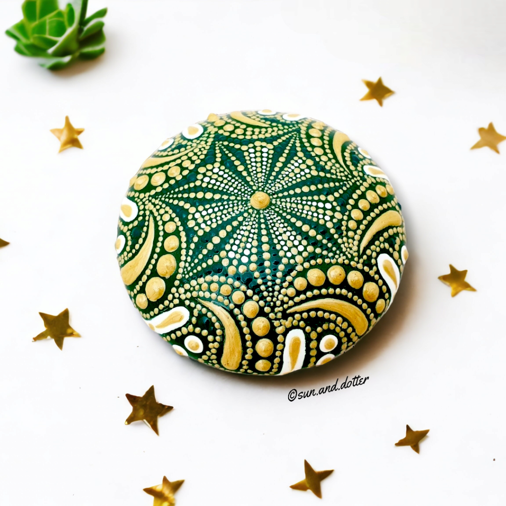 Aum and Incense Stand Set - Green and Gold - Sun and Dotter